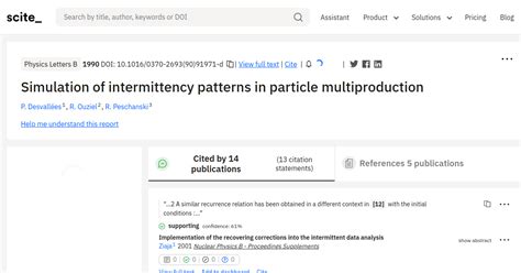 Citation Report Simulation Of Intermittency Patterns In Particle