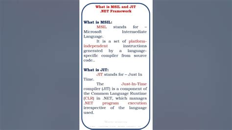 what is msil and jit in coding java jscript class developer