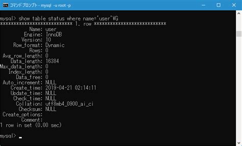 Mysql テーブルの一覧とテーブルに関する情報を取得する