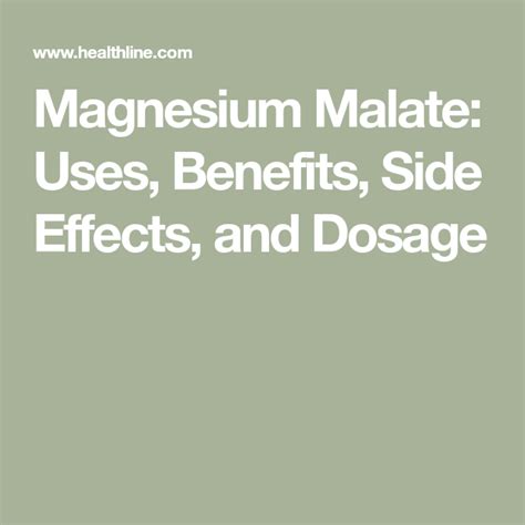 Magnesium Malate Uses Benefits Side Effects And Dosage In 2024 Magnesium Malate Magnesium