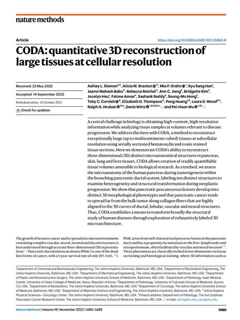 Coda Quantitative 3d Reconstruction Of Large Tissues At Cellular