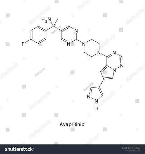 Avapritinib Molecule Flat Skeletal Structure Tyrosine Stock Vector Royalty Free 2207270927