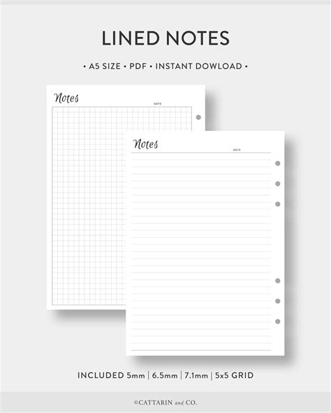 A Lined Notes Paper Template Grid Graph Ruled Paper College University Taking Study Note