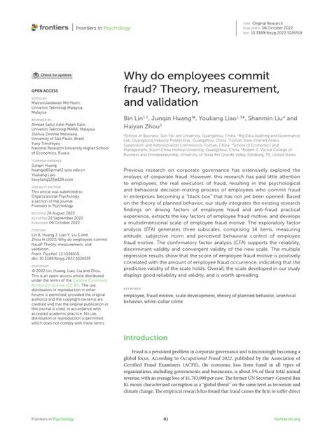 Why Do Employees Commit Fraud Theory Measurement And Validation