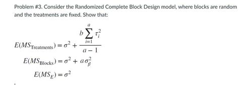 Problem Consider The Randomized Complete Block Chegg
