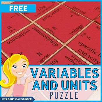 Physics Variables And SI Units Matching Physics Review Puzzle TPT