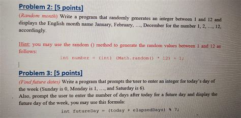 Solved Problem 2 5 Points Random Month Write A Program