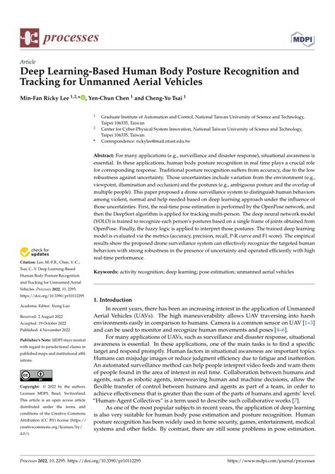 Pdf Deep Learning Based Human Body Posture Recognition And Tracking For Unmanned Aerial Vehicles