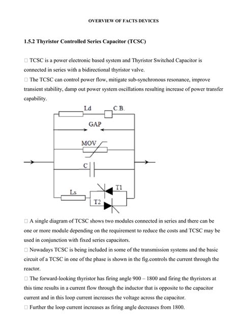 1 5 2 Thyristor Controlled Series Capacitor Tcsc Tcsc Is A Power