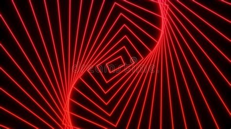 Red Square Spiral And Light On Black Background With Patterns Lines