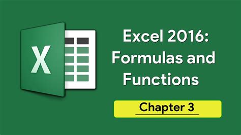 Chapter 3 Excel 2016 Formulas And Functions Cyber Code Class 6 Youtube