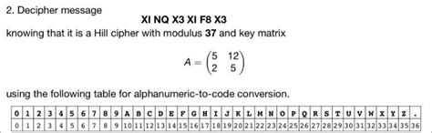 Solved 2 Decipher Message Xi Nq X3 Xi F8 X3 Knowing That It
