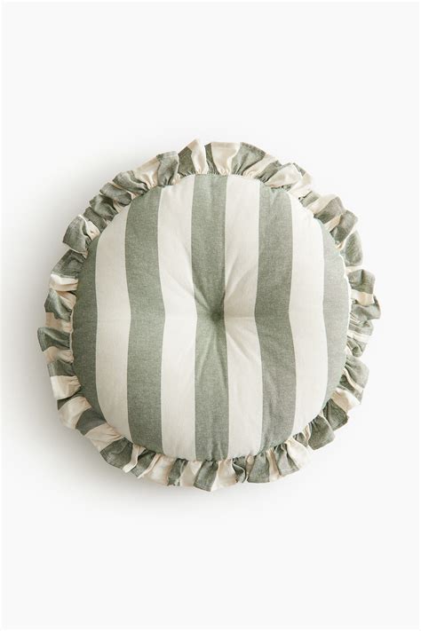 Възглавница за стол от памук с волан Сиво зелен Райета Home Handm Bg