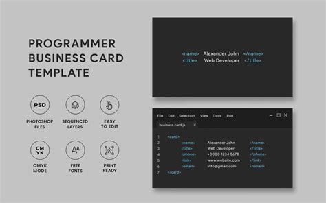 Web Developer Business Card Template 02 Templatemonster