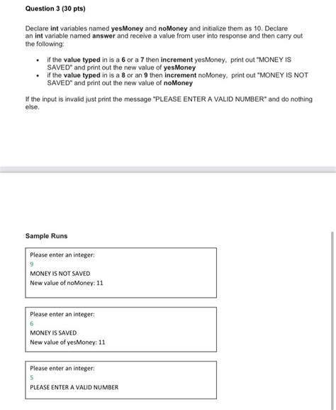 Solved Question 3 30 Pts Declare Int Variables Named
