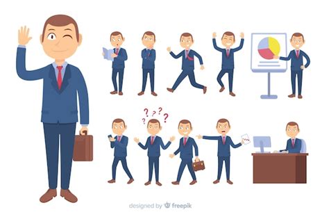 만화 사업가 캐릭터 템플릿 무료 벡터