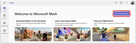 Create Event In Mesh On Web Microsoft Mesh Microsoft Learn