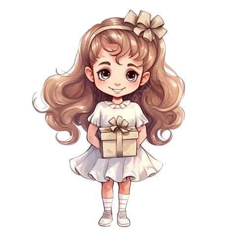 하얀 크리스마스 드레스를 입고 웃는 소녀 화환을 입고 운동화를 신고 선물 상자를 들고 있다 산타 선물 크리스마스 배달 Png 일러스트 및 이미지 에 대한 무료 다운로드