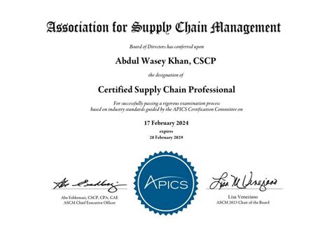 Abdul Wasey Khan Cscp On Linkedin Alhumdullilah Cscp Supplychainmanagement