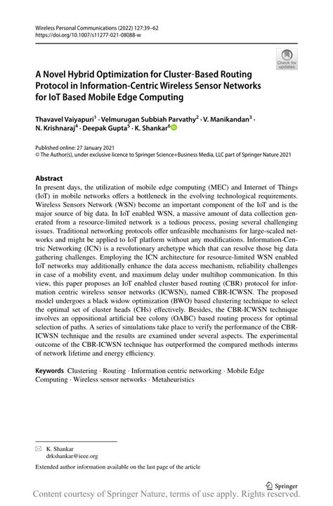 A Novel Hybrid Optimization For Cluster‐based Routing Protocol In Information Centric Wireless