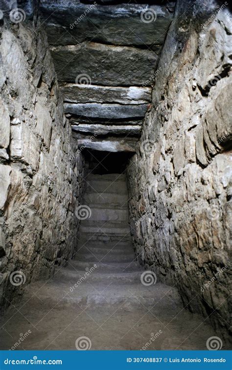 Underground Tunnels Inside The Main Temple Of Chavin De Huantar Ancash Peru Stock Image