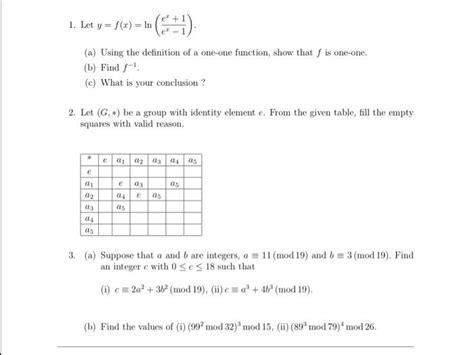 solved 1 let y f x ln ex−1ex 1 a using the definition