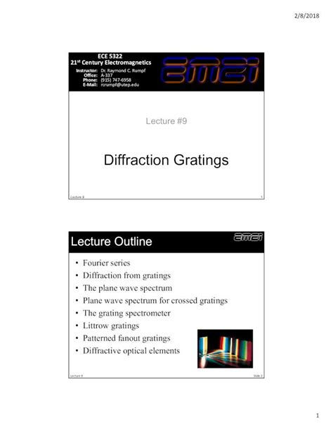 Pdf Lecture 9 Diffraction Gratings Em Lab Home Ee5390em21