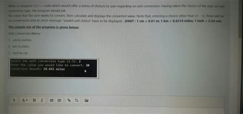 Solved Write A Complete Cc Code Which Would Offer A Menu