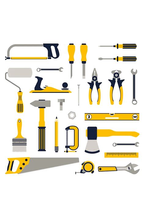 矢量工具水平尺锯子螺丝刀钳子素材 花瓣网