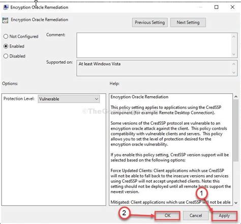 Corrigir erro de correção do Oracle de criptografia CredSSP no Windows