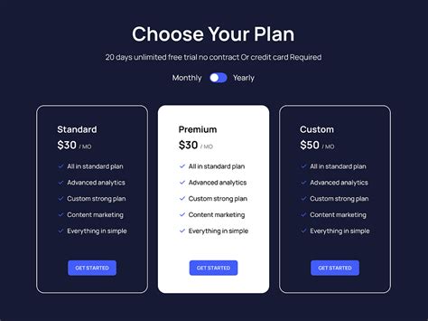 pricing ui designs themes templates and downloadable graphic elements