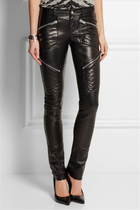 Saint Laurent Leather Skinny Pants In Black Lyst