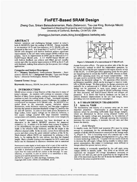 Finfet Based Sram Design Pdf Mosfet Field Effect Transistor