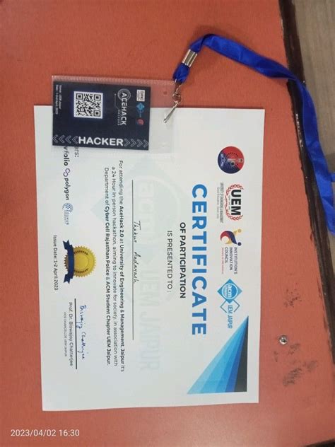 thakur aadarsh on linkedin certificate got from ace hack which is held on university of