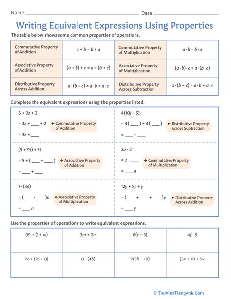 Writing Equivalent Expressions Using Properties Thư Viện Tiếng Anh