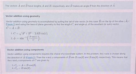 Solved Figurefigure 2 Of 2the Vectors A And B Have Lengths A