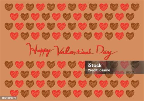 발렌타인 데이에 대 한 벡터 일러스트 레이 션입니다 갈색 배경에 빨간색과 갈색 하트 패턴입니다 2월에 대한 스톡 벡터 아트 및 기타 이미지 Istock