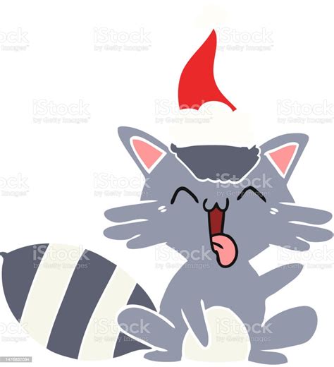 산타 모자를 쓴 너구리의 귀여운 손으로 그린 평면 색상 그림 0명에 대한 스톡 벡터 아트 및 기타 이미지 0명 귀여운 낙서 드로잉 Istock