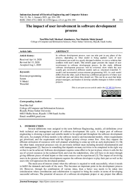 Pdf The Impact Of User Involvement In Software Development Process