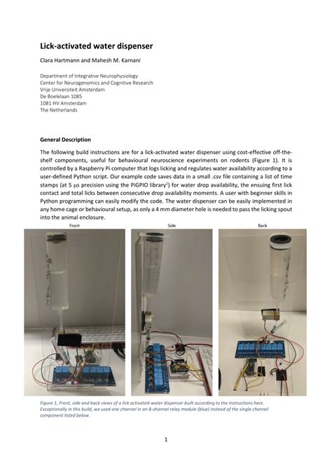 Pdf Sensing Water Dispenser For Rodent Work Using Arduino And Raspberry Pi