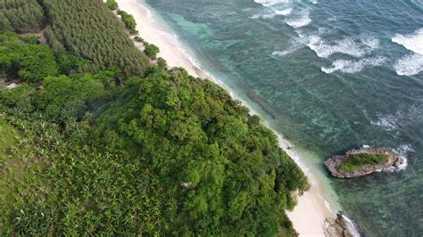 Aerial View Of Watu Leter Beach In South Malang East Java Indonesia