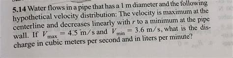Solved 514 ﻿water Flows In A Pipe That Has A 1m ﻿diameter