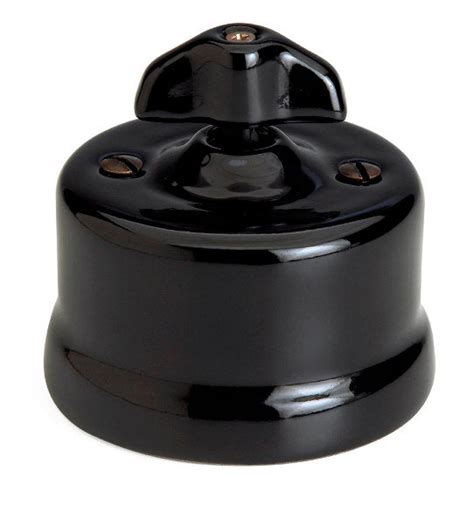 Black Porcelain Switch Surface Mounted Classic Retro Style Sekelskifte