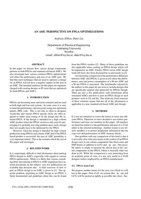 Pdf An Asic Perspective On Fpga Optimizations