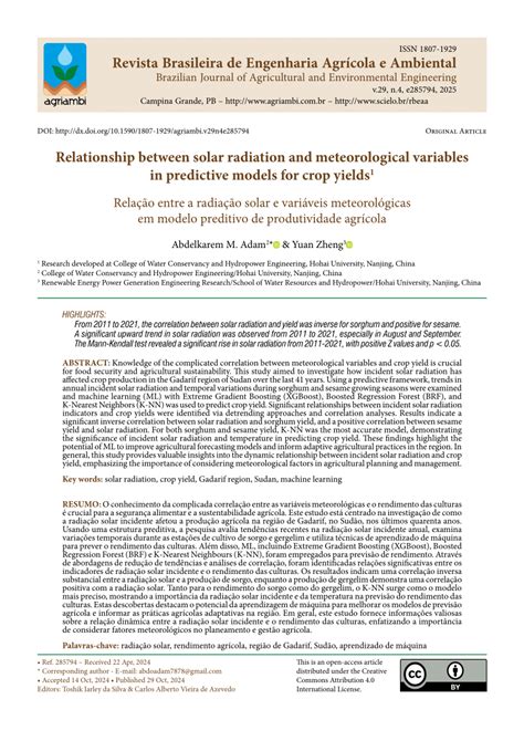 Pdf Relationship Between Solar Radiation And Meteorological Variables In Predictive Models For