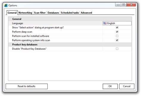 Recover Keys Options Dialog Box Overview