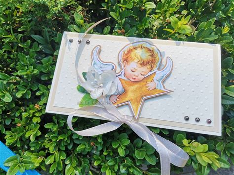 Ръчно изработена картичка за кръщене рожден ден новородено Картичка плик албум Ръчно