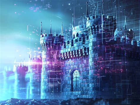 Cybersecurity Fortress Protection Abstract Digital Technology Background Illustration Concept