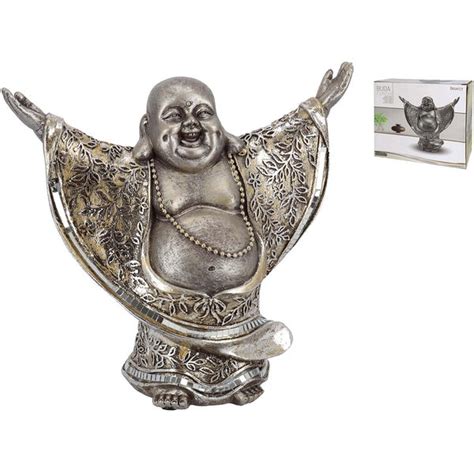 Statueta Decorativa Buddha Funshi Rasina 10 X 22 X 20 Cm Argintiu