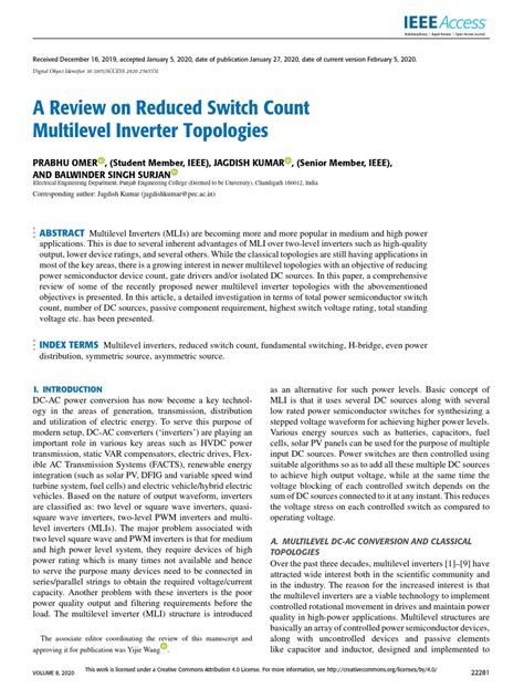 A Review On Reduced Switch Count Multilevel Inverter Topologies Pdf
